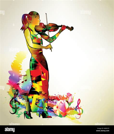 Musician Violin Player Girl Playing Classical Violin Stock Vector