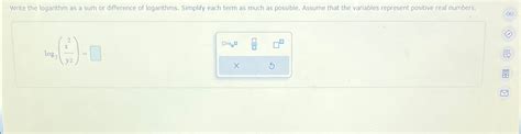 Solved Write The Logarithm As A Sum Or Difference Of