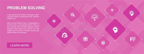Problem Solving Banner 10 Icons Concept Stock Vector Illustration Of