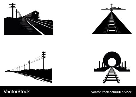 Perspective View Railroad Train Pathes Royalty Free Vector