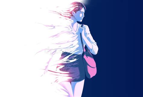 An Office Woman In Disintegrated Effect Stock Vector Illustration Of