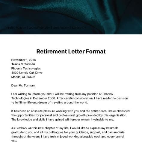 Free Printable Retirement Letter Template