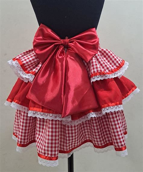 Saia Junina Xadrez Vermelho Com Laço Elo7 Produtos Especiais