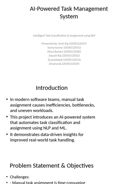 Ai Task Management Presentation Final Pdf Machine Learning Learning
