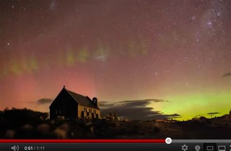 Video Aurora Australis Southern Lights As Seen From Lake Tekapo Weatherwatch New Zealand