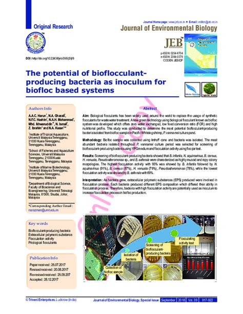 Pdf The Potential Of Bioflocculant Producing Bacteria As Inoculum For Biofloc Based Systems