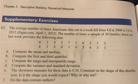 Solved Chapter 3 Descriptive Statistics Numerical Measures