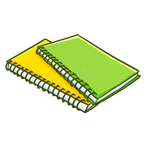 Cute Green And Yellow Notes With Ring Binder Stock Vector Illustration Of Funny Fantasy