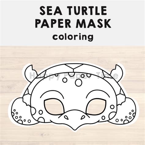 Sea Turtle Paper Mask Printable Ocean Animal Coloring Craft Activity