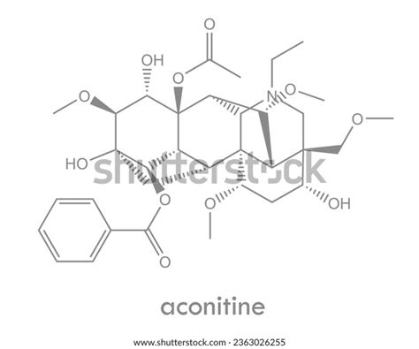 Skeletal Formula Of Aconitine Toxin Present In Aconitum 46 Off