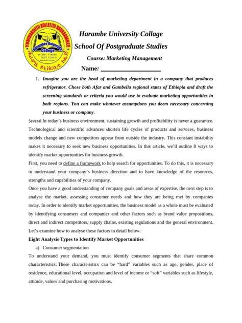 Marketing Management Assignment 1 Pdf Marketing Behavior