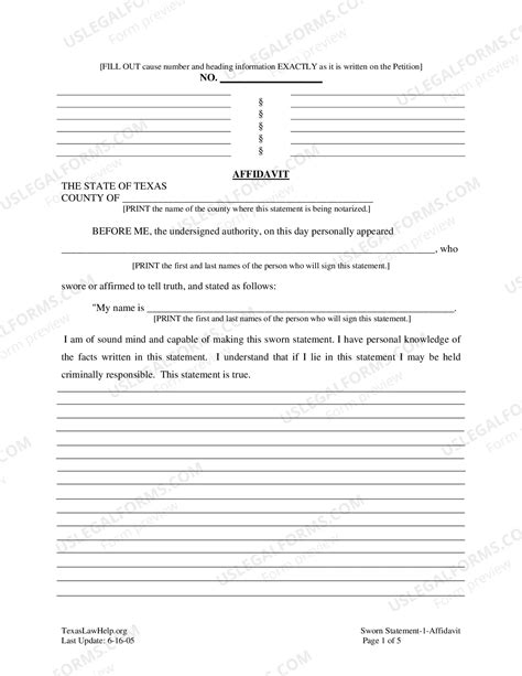 General Affidavit Form Texas For Defensive Driving Us Legal Forms