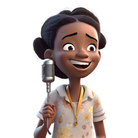Premium Ai Image 3d Render Of A Cute Asian Girl Singing With A
