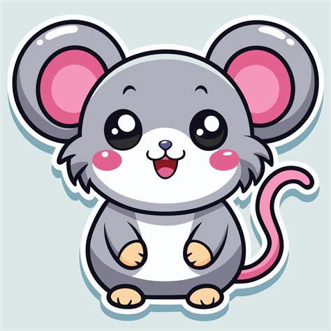 A Cute Mouse Sticker With Pink Eyes And Pink Nose 54980957 Vector Art