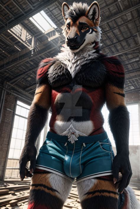 Anthro Furry Man In Tight Shorts Bulge Hybrid By Ladylalitafantasyart