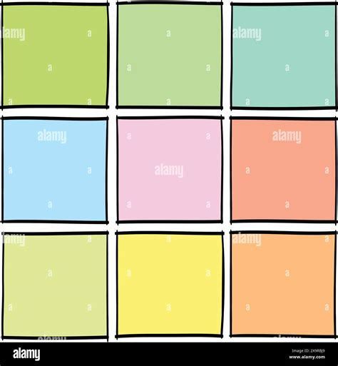 Set Of Colorful Blank Square Notes Vector Sketch Template Stock