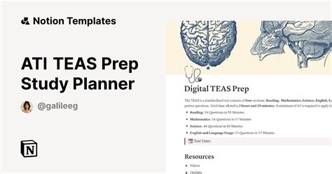 Ati Teas Prep Study Planner Template By Galilee Notion Marketplace