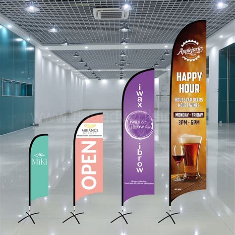 Custom Double Sided Feather Flags 130 Gsm Polyester Fabric Single