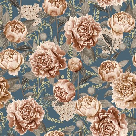 Blue And Brown Floral Wallpaper Brown And Blue Floral Background