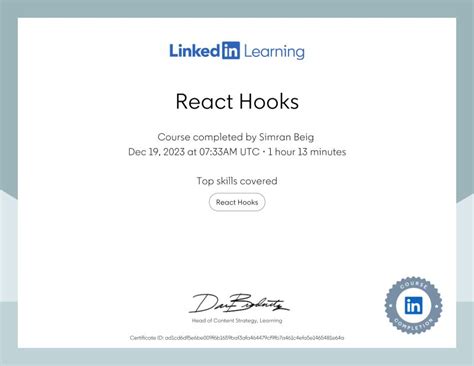 React Hooks Course On Linkedin Learning Simran Beig Posted On The