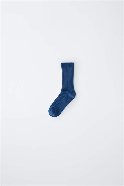 Long Ribbed Socks Bluish Zara Australia