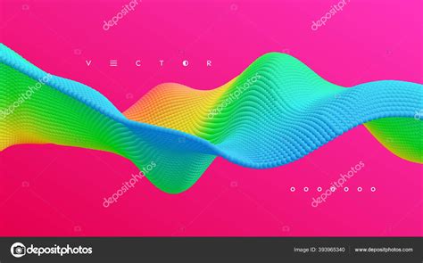 Wavy Background Array Dynamic Emitted Particles Wave Formed Many Spheres Stock Vector By