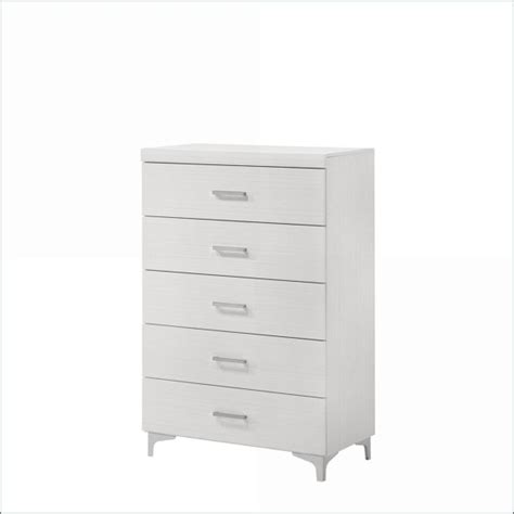 Chests And Wardrobes Classic 5 Drawer White Chest With Metal Legs Wood