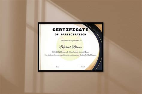 Editable Softball Certificate Template Printable Certificate Template