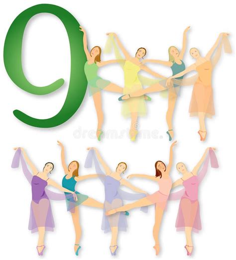 12 Days Of Christmas 9 Ladies Dancing Stock Illustration