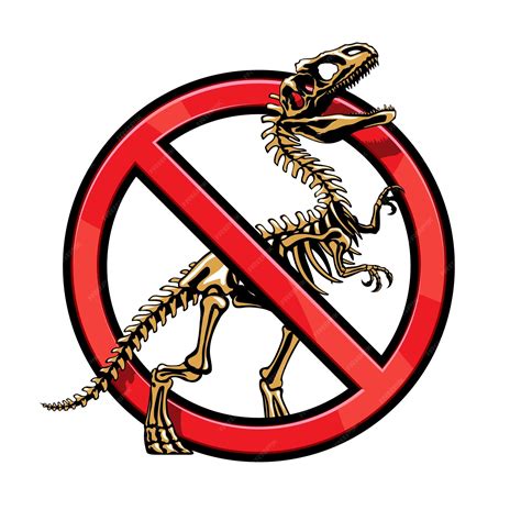 Dinosaur Warning Sign Vector Prohibition Emblem Premium Ai Generated
