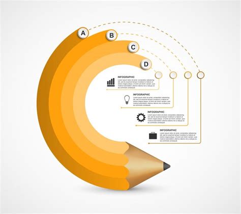 Инфографика шаблон с карандашом Премиум векторы