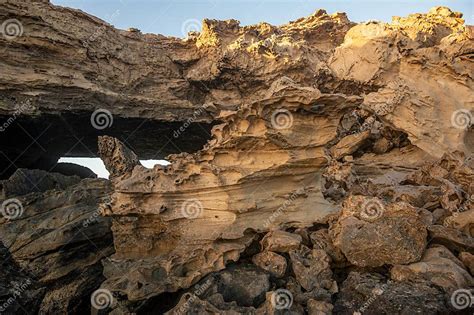 Ventifact Rock Formations Caused By Wind At La Pared Beach