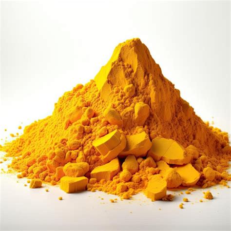 Premium Ai Image A Pile Of Tumeric Powder On A White Background