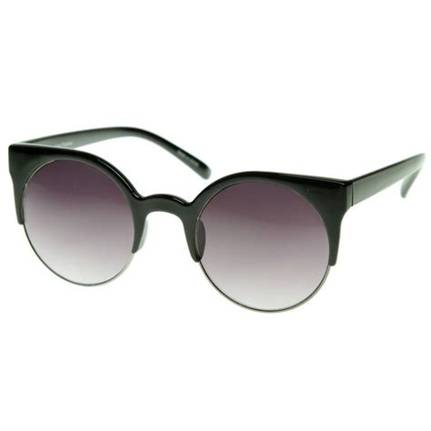 Super Round Half Frame Cat Eye Indie Sunglasses 8524