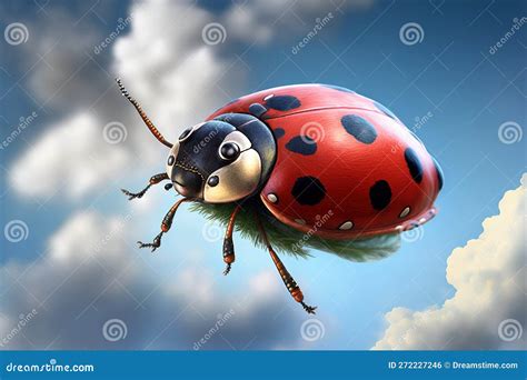 A Flying Ladybug Ai Generated Stock Illustration Illustration Of