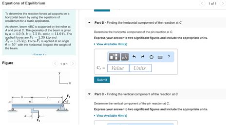 Solved Equations Of Equilibrium 1 Of 1 To Determine The