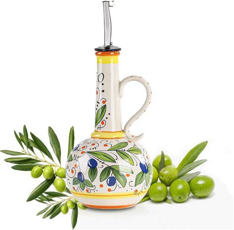 Gnlnkn 18 Oz Ceramic Olive Oil Dispenser Bottle For Kitchen Large Capacity Oli And