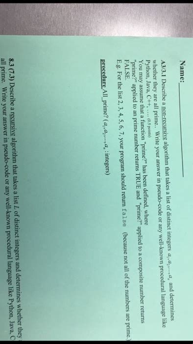 Solved Describe A Non Recursive Algorithm That Takes A List Chegg Com