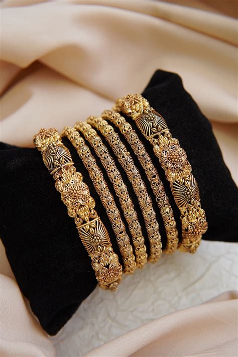 Madrasi Antique 6 Pcs Churi Kara Set Rs Zevars