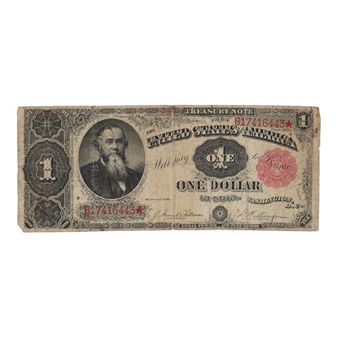 1891 1 One Dollar Us Star Red Seal Treasury Note Pristine Auction