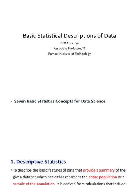 Basic Ststistical Description Of Data Pdf