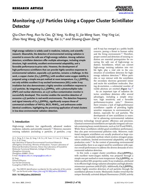 Monitoring αβ Particles Using A Copper Cluster Scintillator Detector