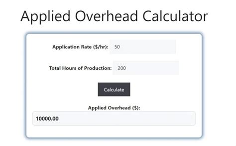 Applied Overhead Calculator Savvy Calculator