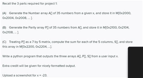 Recall The Parts Required For Project A Chegg