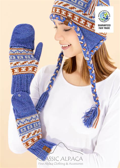 Wholesale Glittens Peruvian Alpaca Glittens With Broach Flee