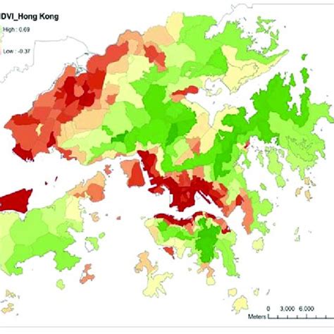 Chloropeth Map Of Mean Ndvi By Tertiary Planning Unit Tpu In Hong