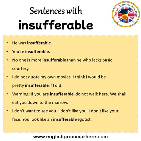 Sentences With Insufferable Insufferable In A Sentence In English