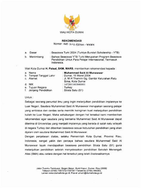 Rekomendasi Walikota M Said Al Munawwar Pdf