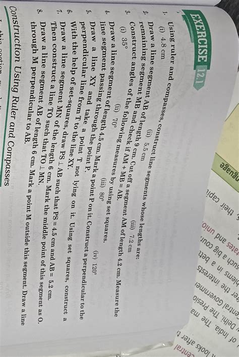 Geometry Construction Exercises Using Ruler And Compasses Construct Lin