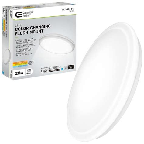 Commercial Electric 20 In Low Profile Led Flush Mount Round Ceiling Light 2400 Lumens 3000k